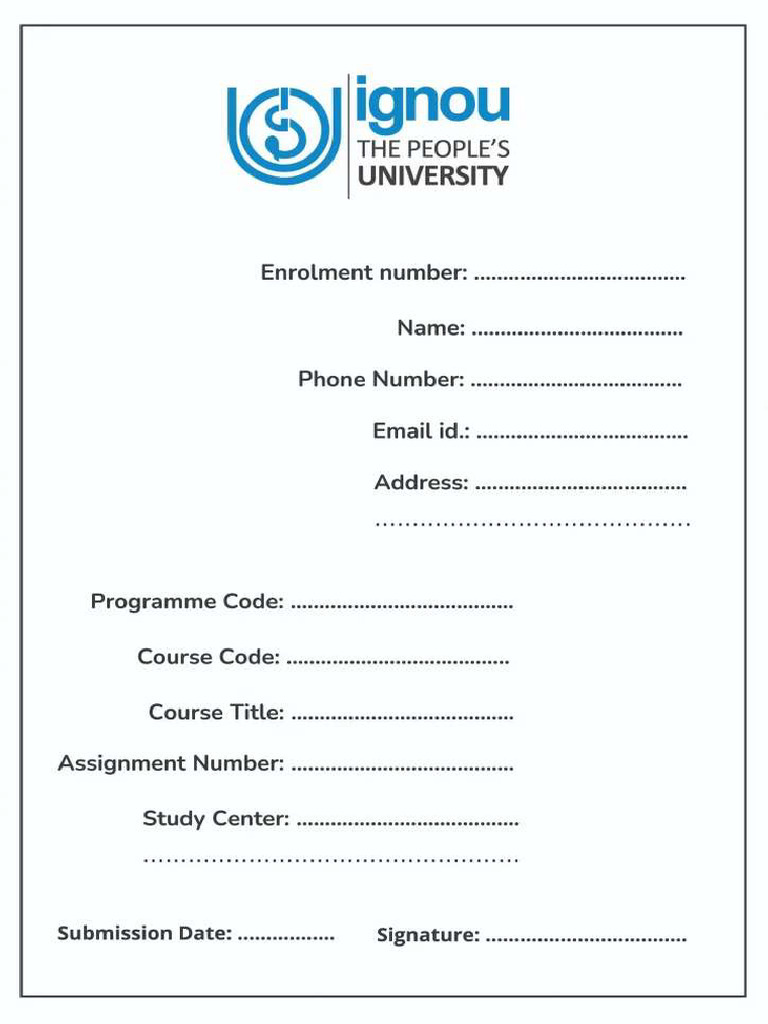 Ignou_assignment Cover Page 2802 | PDF