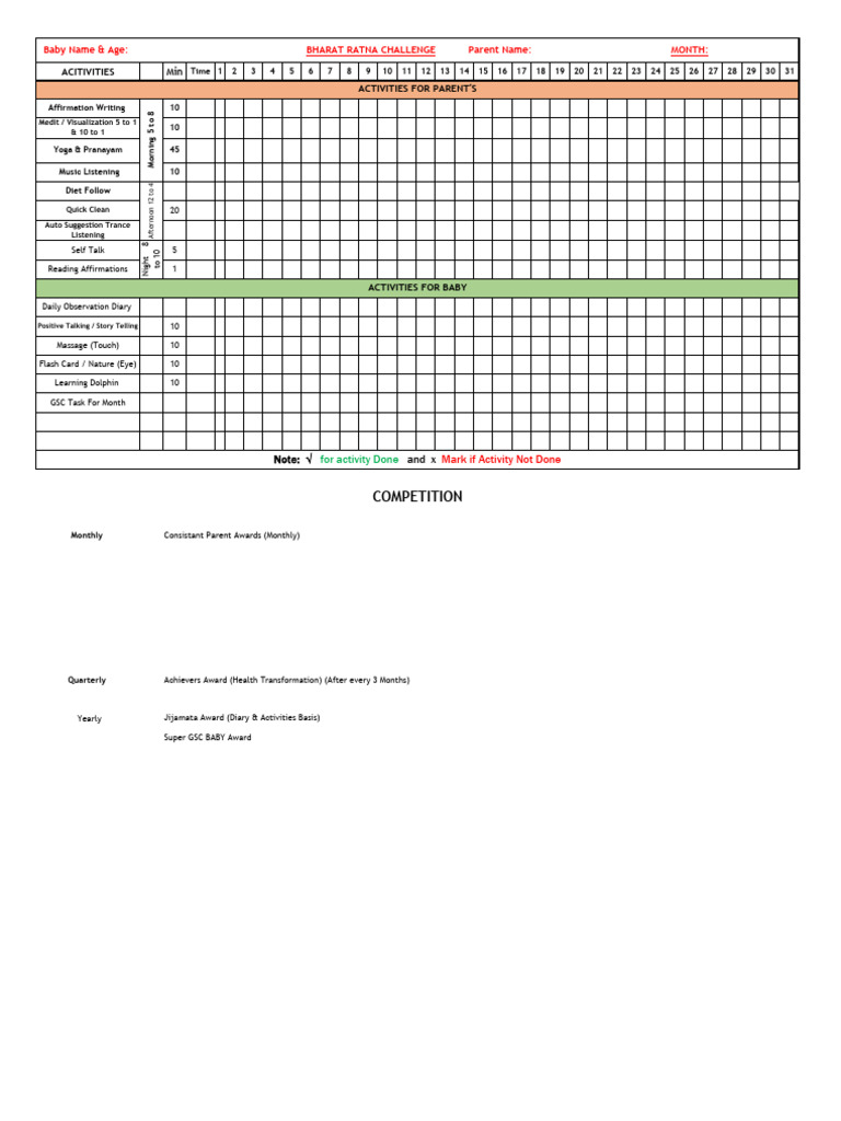 BRC Traker Sheet and Competition | PDF