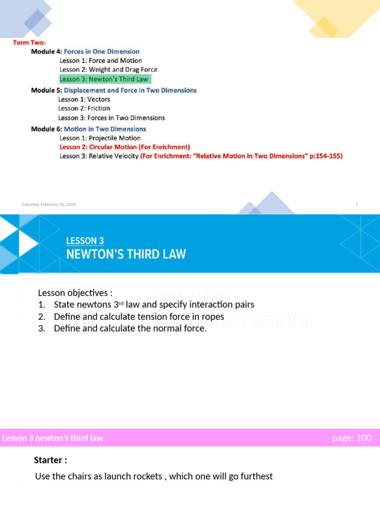 Lesson 3 Newtons Third Law | PDF | Force | Tension (Physics)