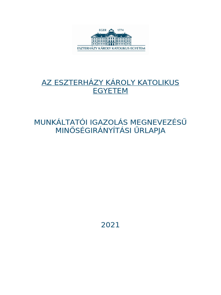 Az Eszterházy Károly Katolikus Egyetem | PDF