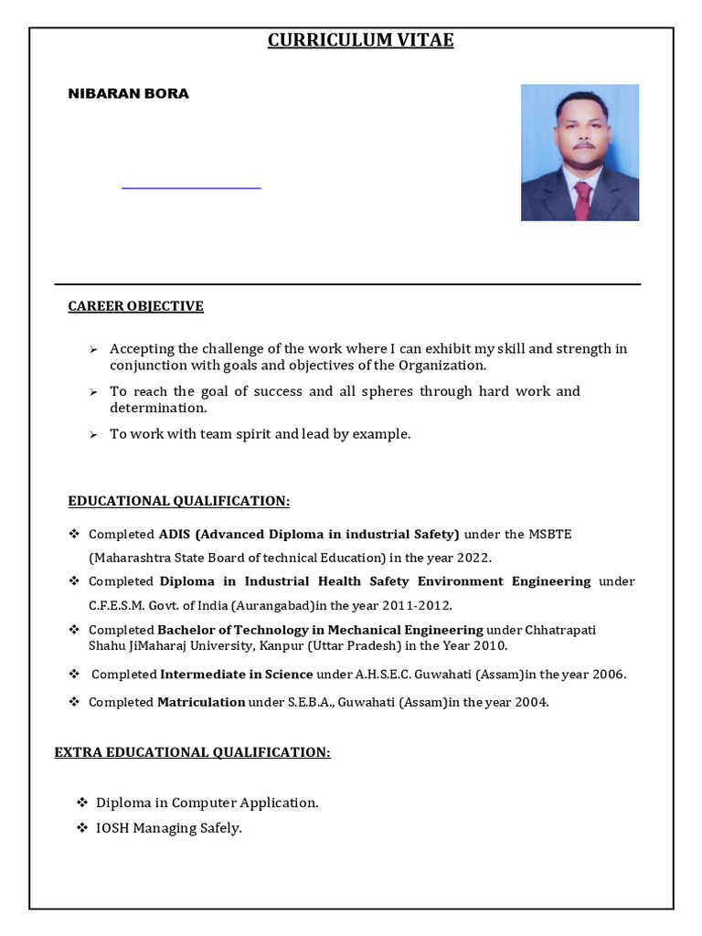 Nibaran Bora Updated ( (CV) ) | PDF | Regulatory Compliance