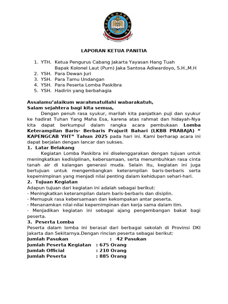 Laporan Ketua Panitia | PDF