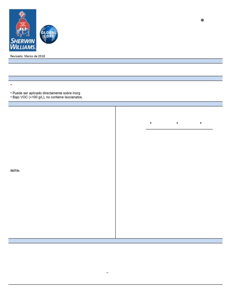 Sher-Loxane 800 PDS Global Core ESP 220318 | PDF | Acero | Materiales