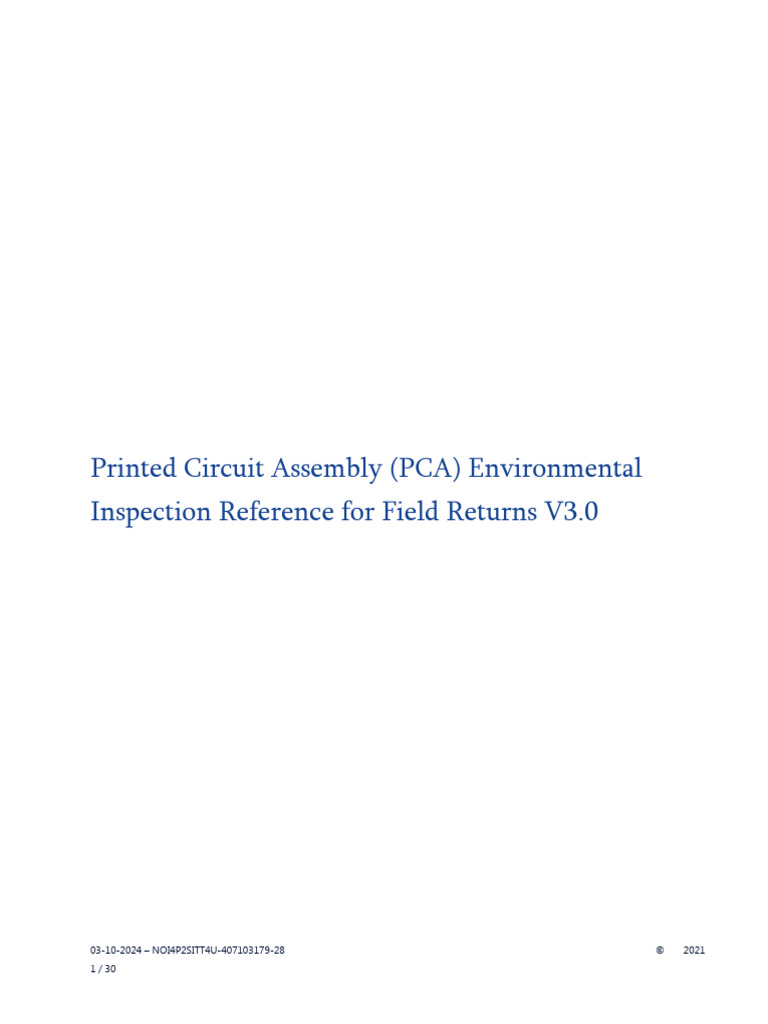 PCA Environmental Inspection Procedure For Field Returns V3.0 - Ed1 ...