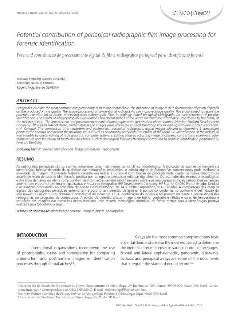 potential contribution of periapical radiographic film image processing for forensic ...