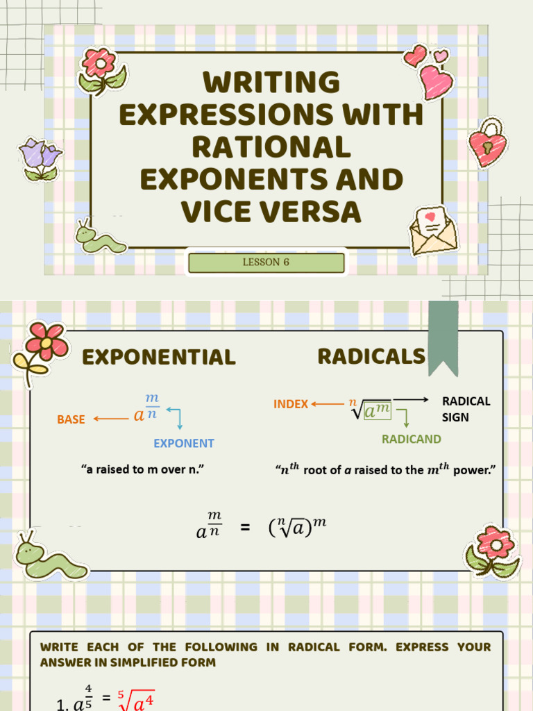 Writing Expressions with Rational Exponents | PDF