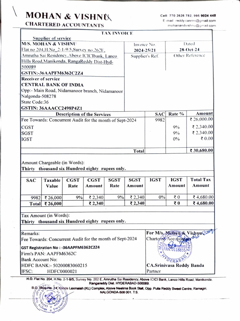 GST Bill for Concurrent Audit Services | PDF | Trade | Governance