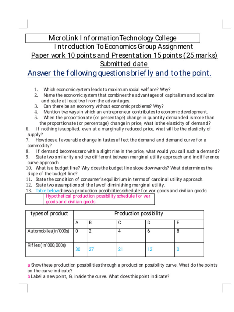 Economics Group Assignment Questions | PDF | Demand | Utility