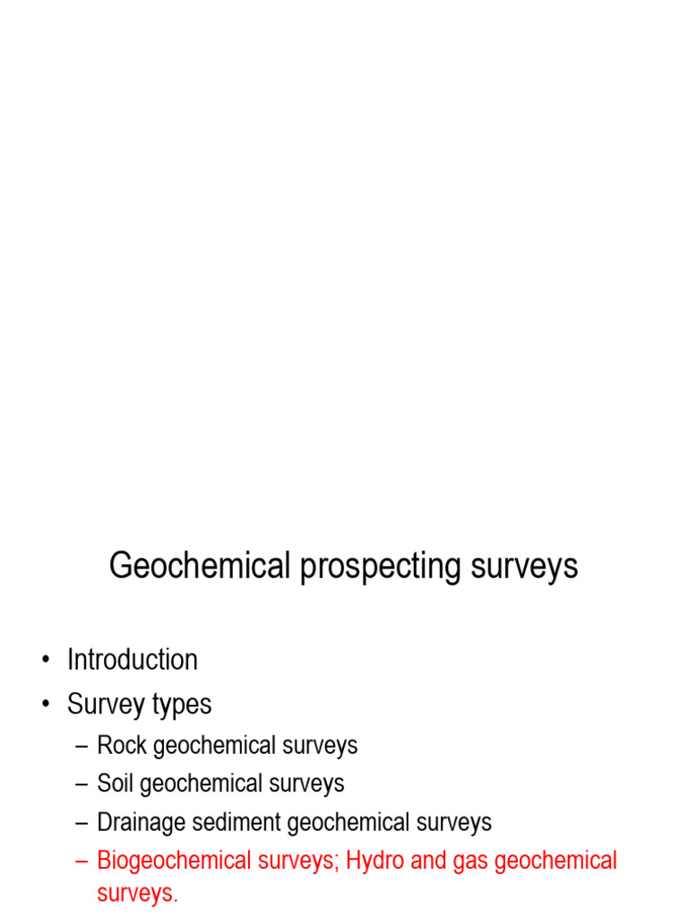 Geochemical Survey Techniques Overview | PDF | Soil | Prospecting