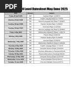 2026 O Level Exam Timetable | PDF