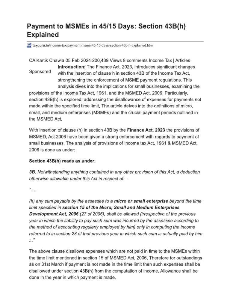 Msme_IT Section 43B(h) | PDF