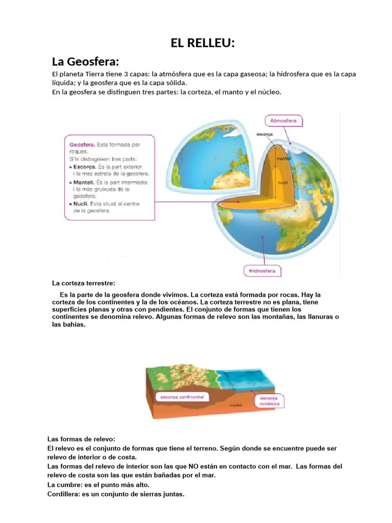 Formas de relevo en España y su geografía | PDF | Mar | Tierra