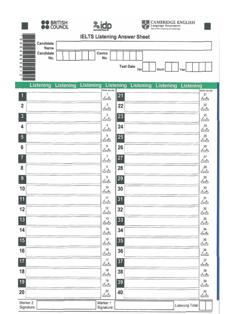 Ielts Merged Lr Answer Sheet | PDF