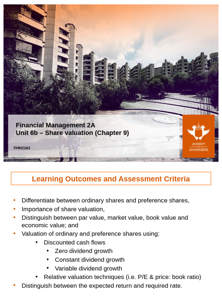 Unit 6b - Share Valuation 2024 | PDF | Preferred Stock | Valuation ...