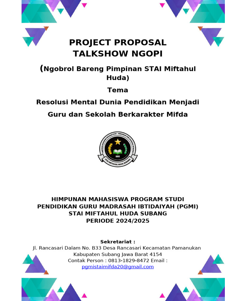 PROJECT PROPOSAL NGOPI PGMI_104108 | PDF