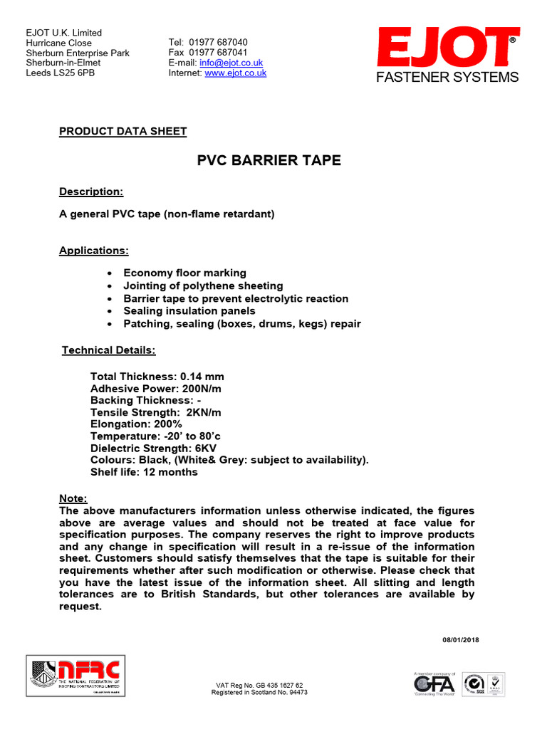 PVC Barrier Tape Product Overview | PDF