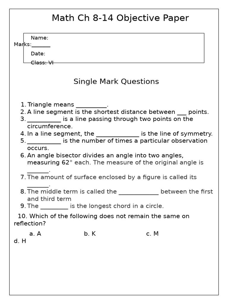 Math SA-2 Objective | PDF