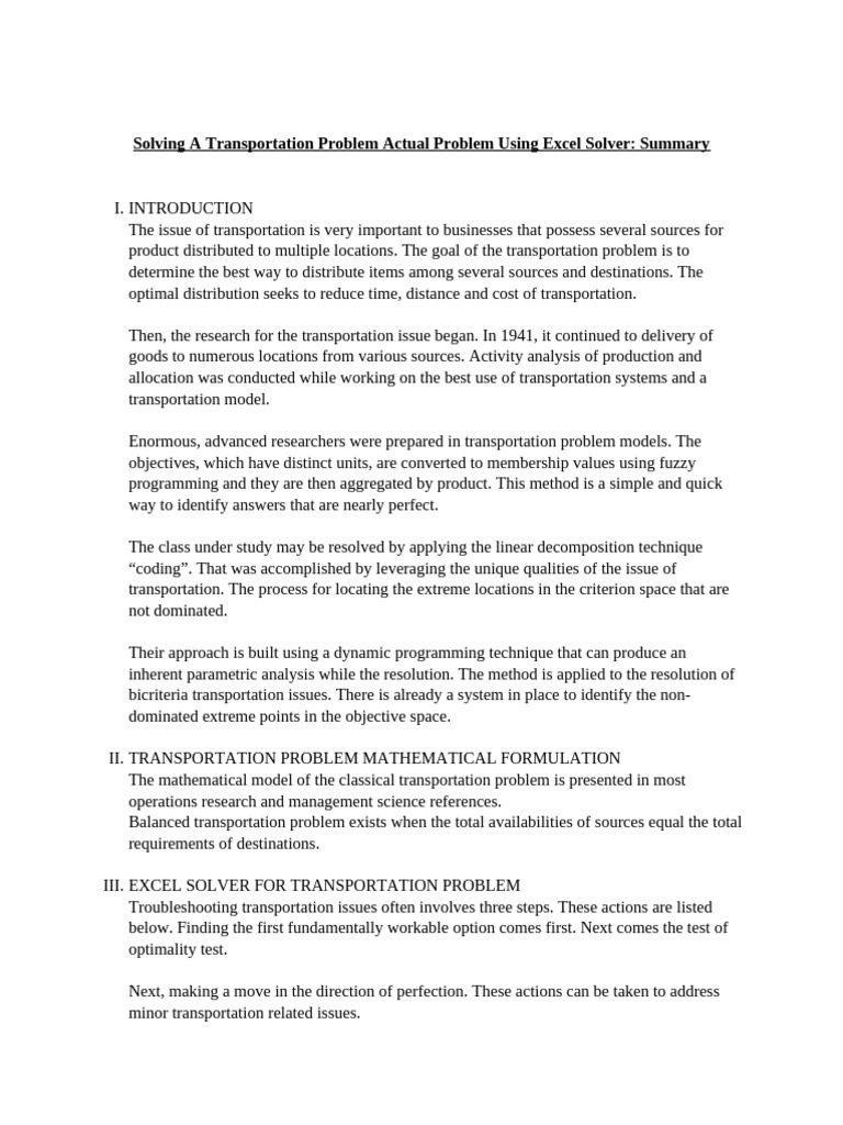 Excel Solver for Transportation Optimization | PDF | Mathematical Optimization | Numerical Analysis