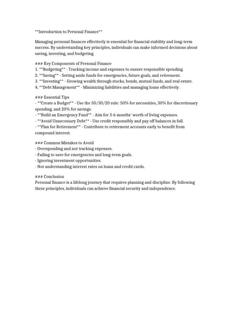 Personal Finance Basics: Budgeting & Saving | PDF