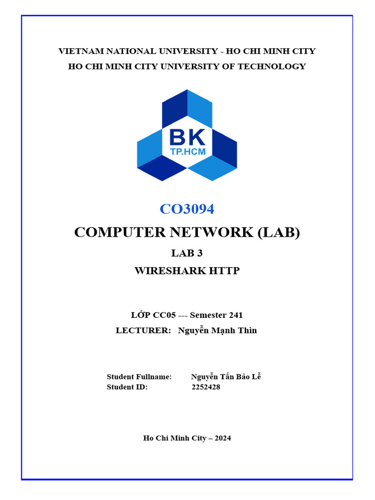 Wireshark HTTP Lab Report HCMUT | PDF | Networking | Web Server