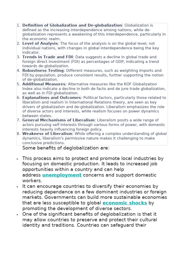 Definition of Globalization and de | PDF | Globalization | Foreign Direct Investment