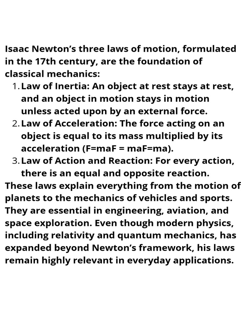 Newton's Three Laws of Motion | PDF