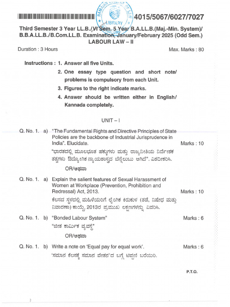 Labour Law-2 Jan 2025 | PDF