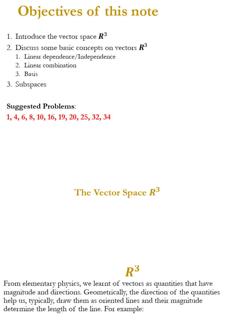 Note07 - Section4.1 - The Vector Space R3وتت | PDF | Euclidean Vector | Vector Space
