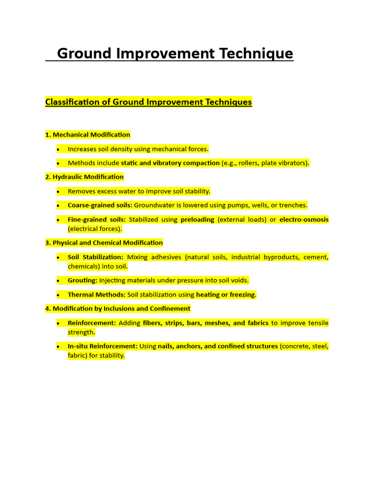 Ground Improvement Technique | PDF | Soil