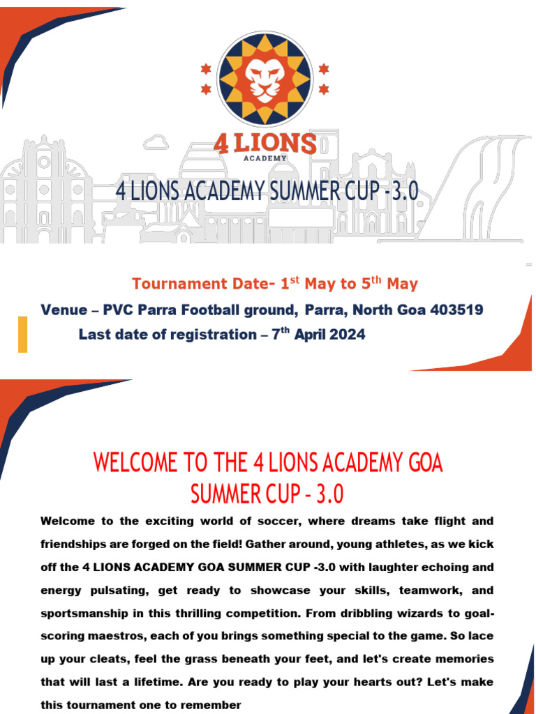 4 LIONS Academy Goa Cup - 3.0 FINAL | PDF | Sports | Association Football