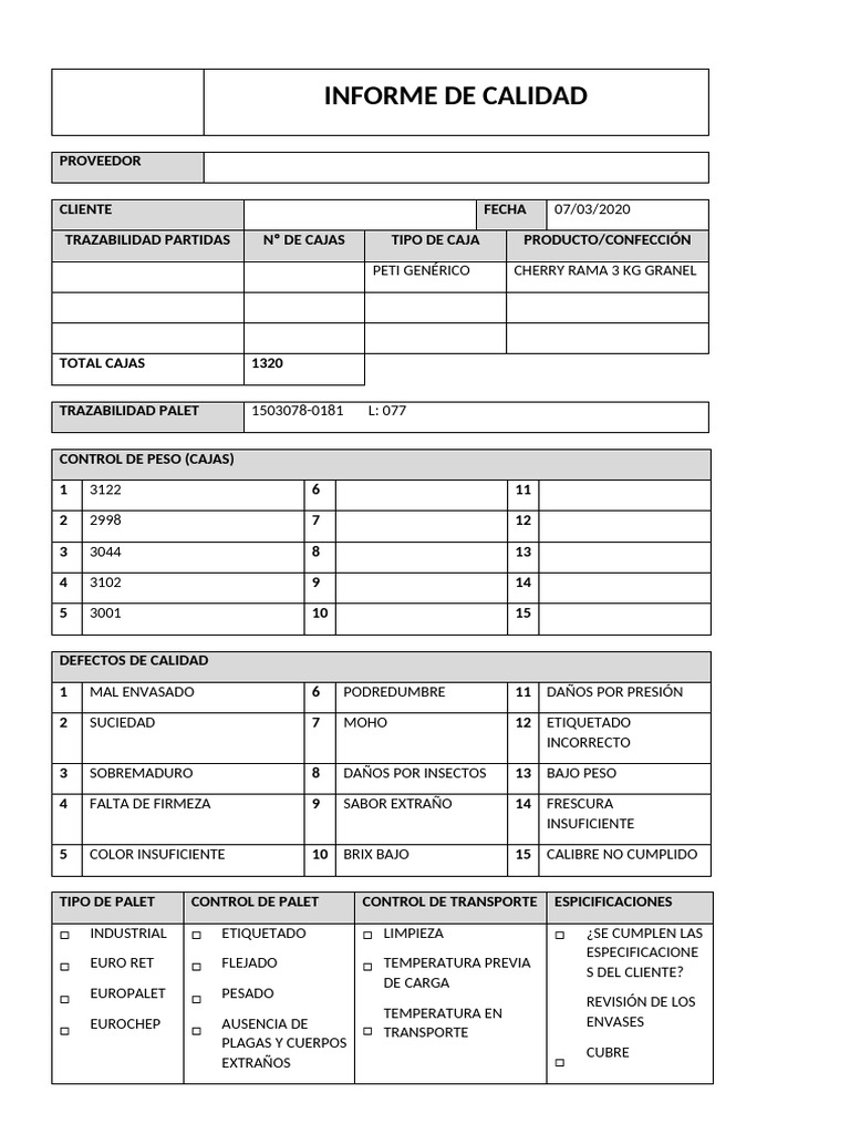Plantilla - Informe de Calidad | PDF