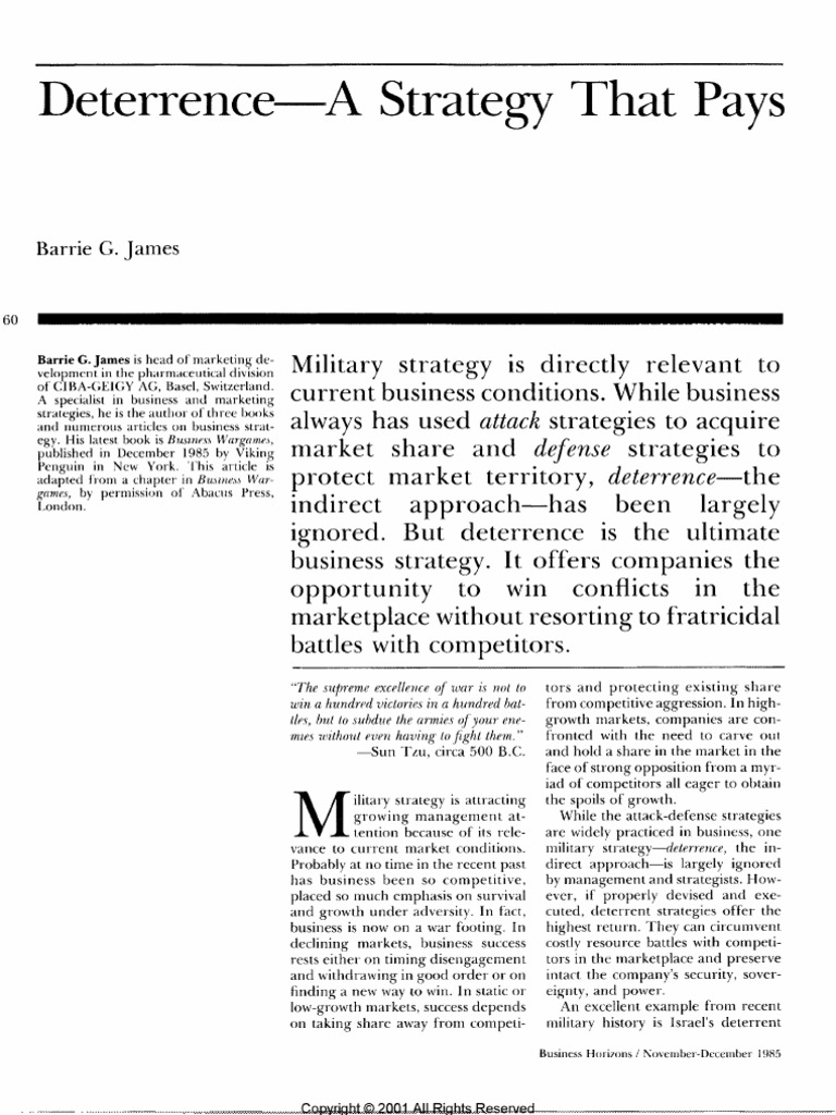 Deterrence A Strategy That Pays | PDF
