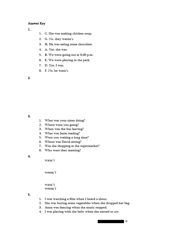 Unit 3 Grammar - Answer Key | PDF