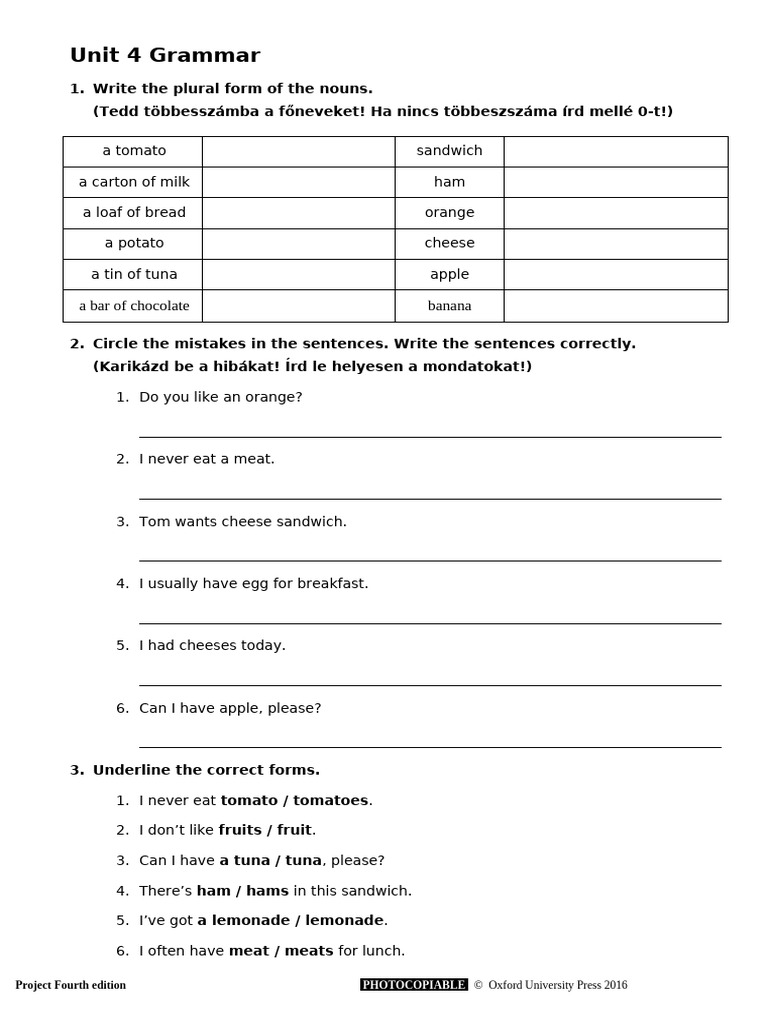 Unit 4 Grammar Practice - 1 | PDF | Cuisine | Foods