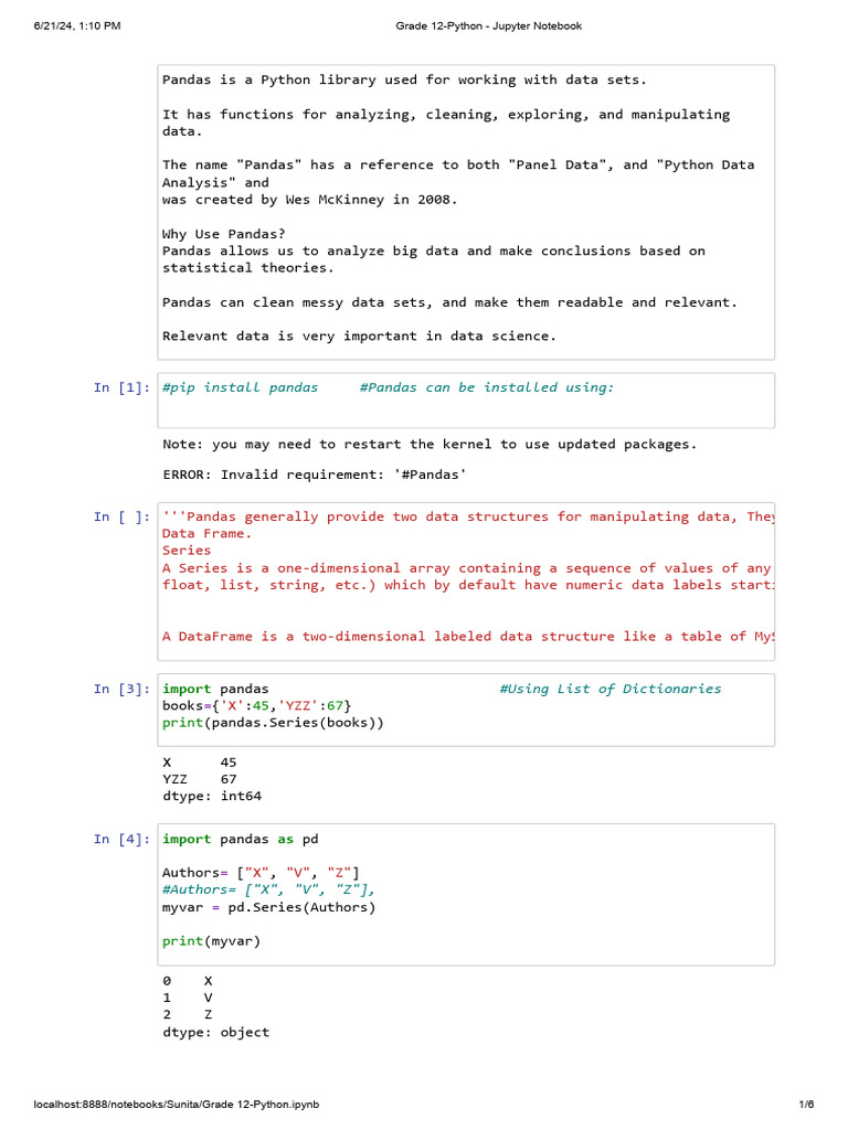 #Pip Install Pandas #Pandas Can Be Installed Using:: Import | PDF ...