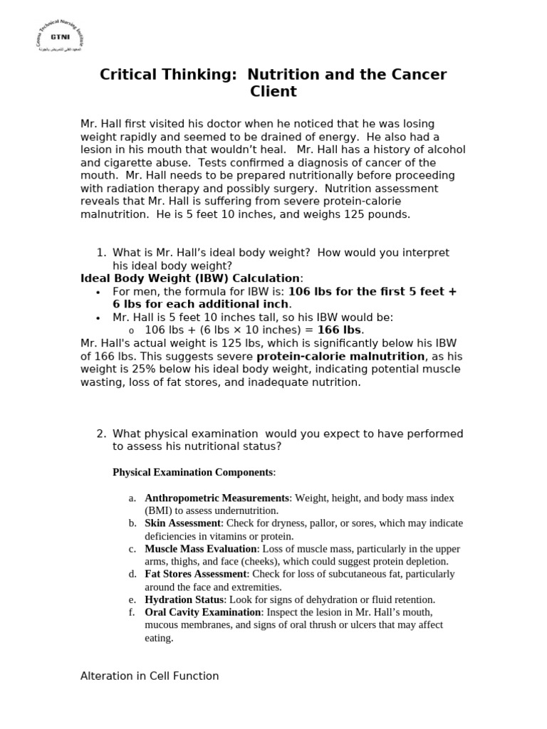 Nutrition Case Study 2021 | PDF | Head And Neck Cancer | Cancer