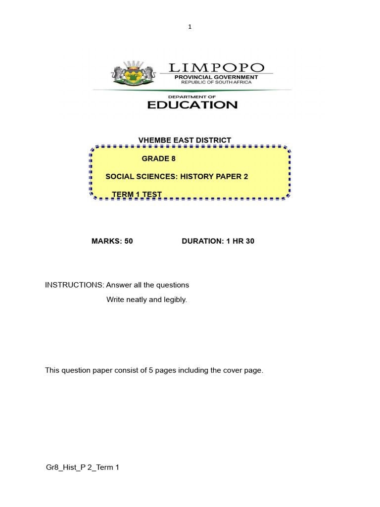 Grade 8 History Term 1 Test: Industrial Revolution | PDF | Industrial ...