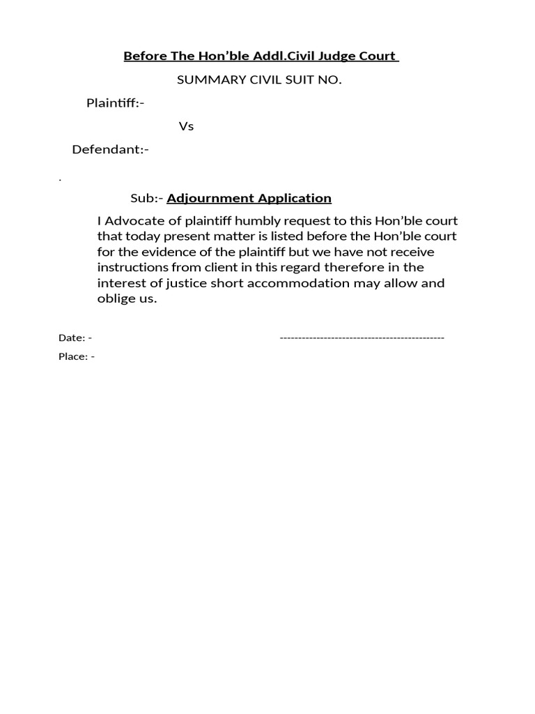 Adjournment Application | PDF
