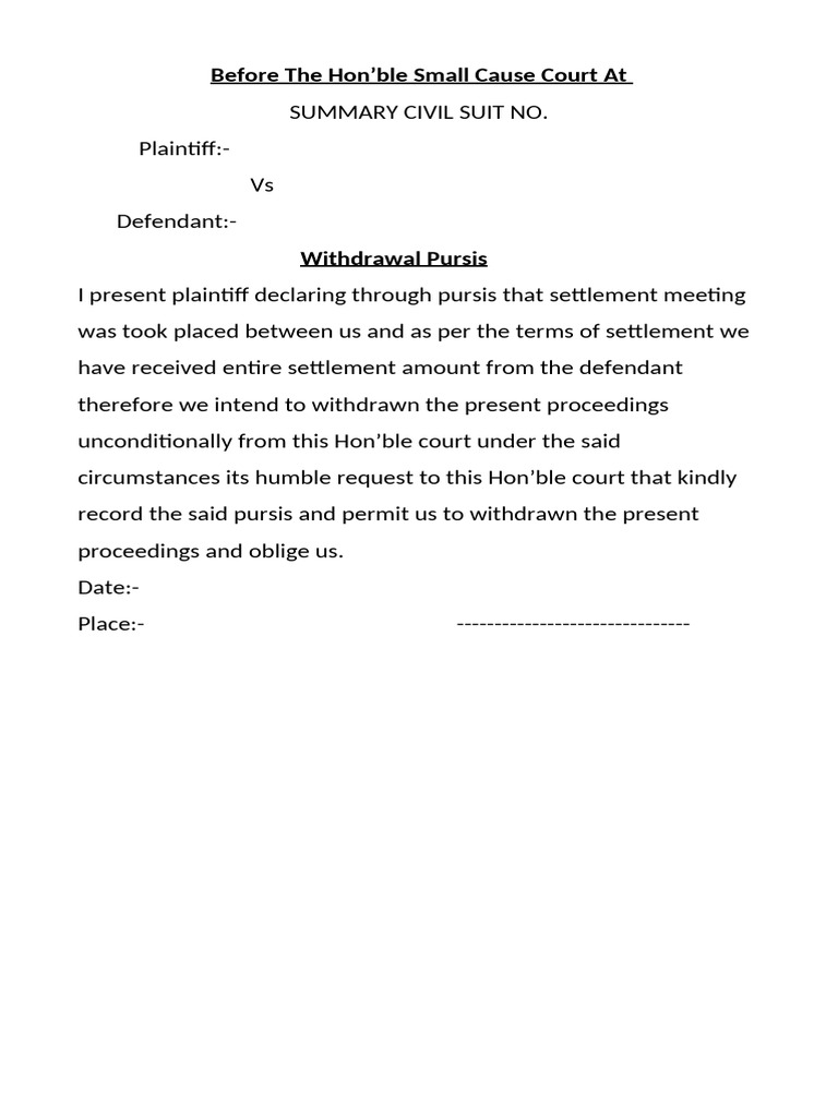 Withdrawal Pursis | PDF