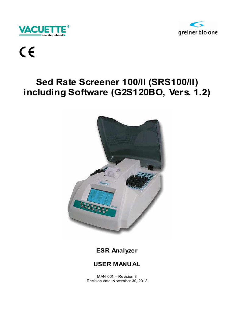 Greiner-One ESR Stand - UserManualSRS100II - Rev08 - 1112 | PDF
