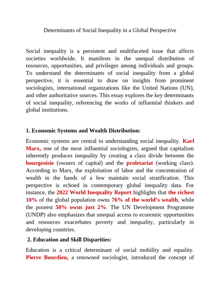 Global Determinants of Social Inequality | PDF | Poverty & Homelessness ...