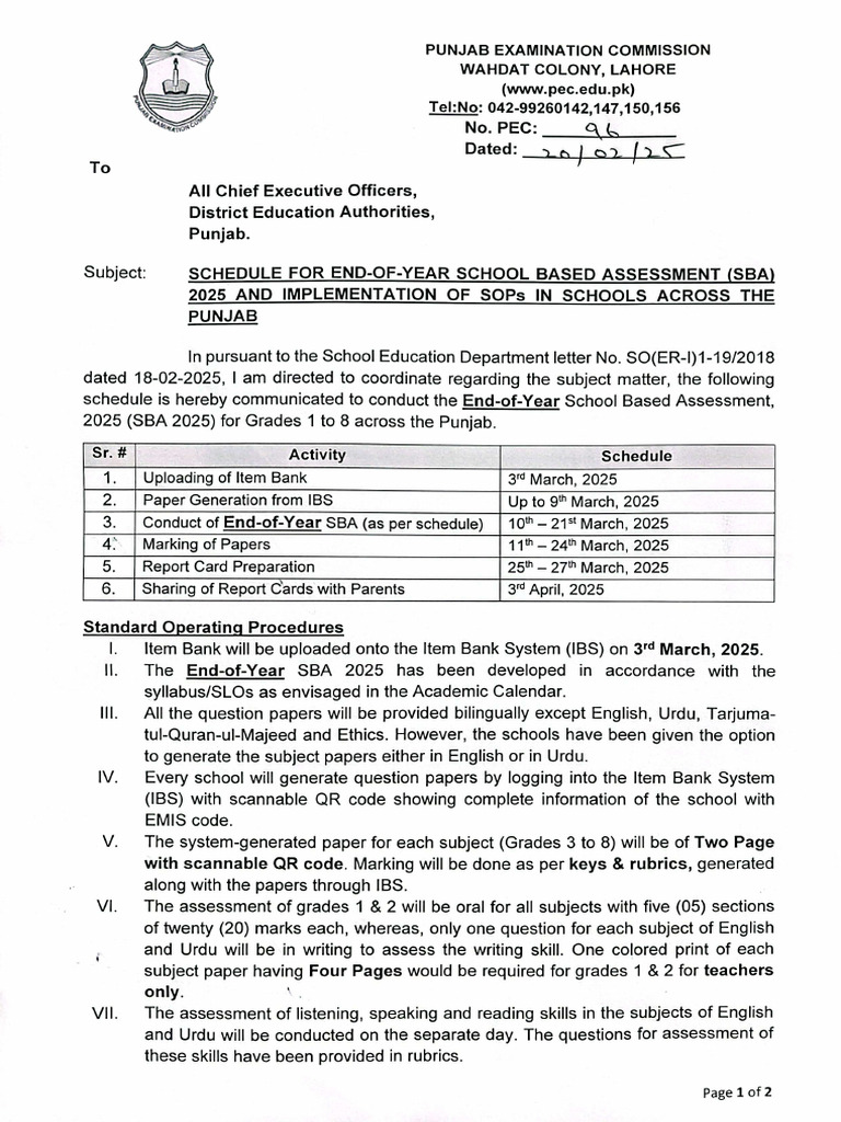 End of Year SBA 2025 | PDF