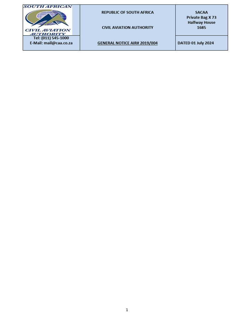 SACAA Approved Mass & Balance Report | PDF