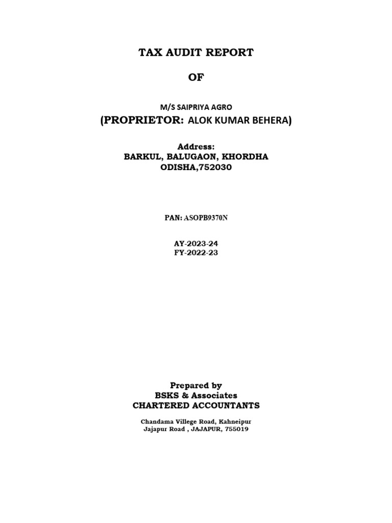 Audit Report AY2023-24 | PDF | Going Concern | Auditor's Report