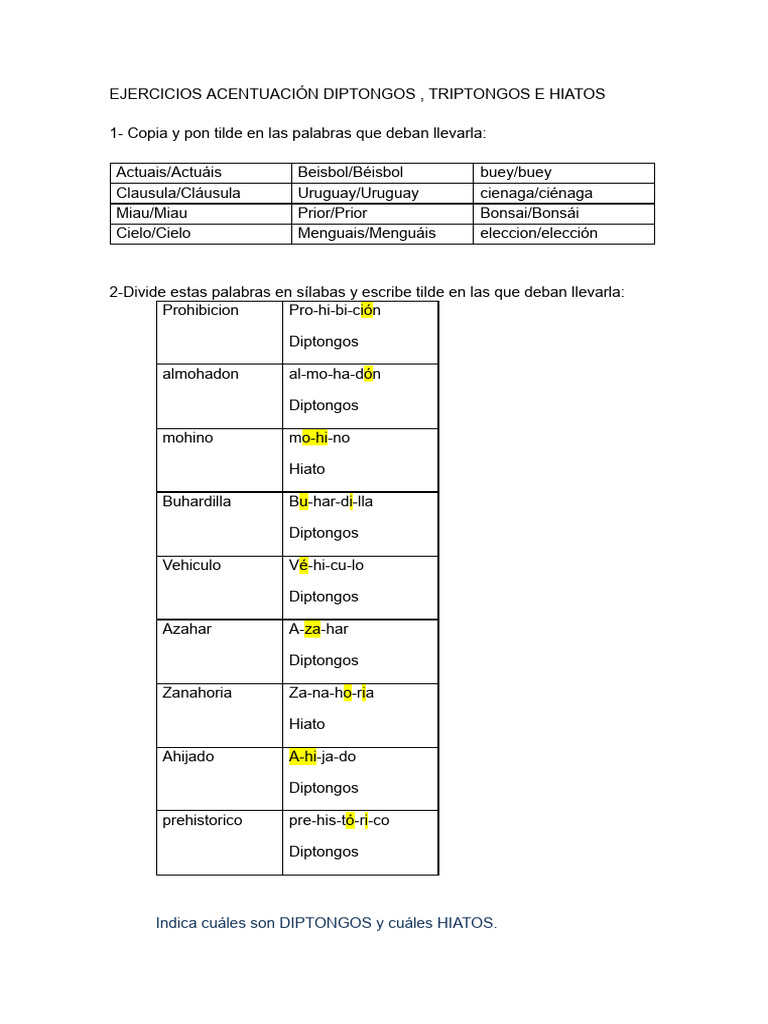Ejercicios de Acentuación Española | PDF