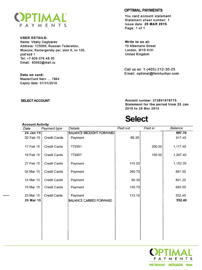 Account Activity Overview | PDF