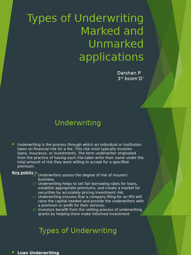 Types of Underwriting Marked and Unmarked Applications | PDF ...