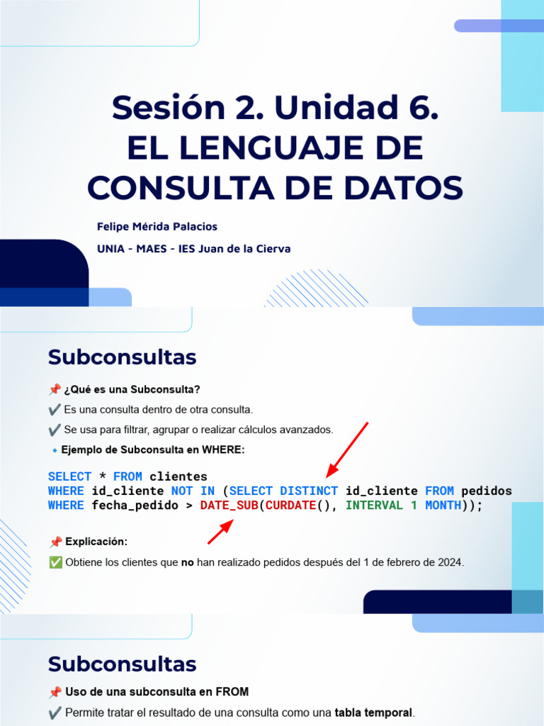 Sesion 2. El Lenguaje de Consulta de Datos - v2 | PDF | Bases de datos | Gestión de datos