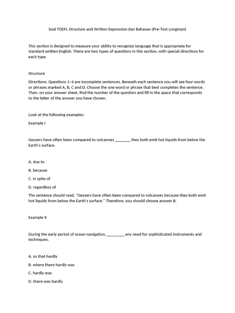 Soal TOEFL Structure and Written Expression Dan Bahasan | PDF | Adjective | Noun