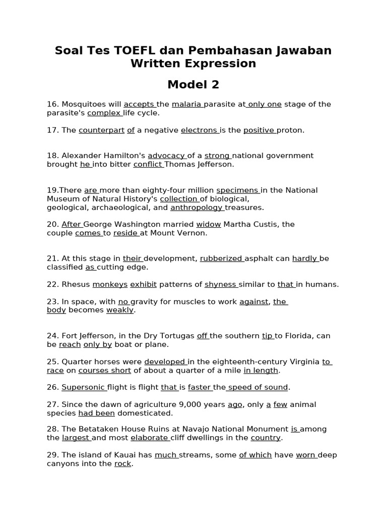 Soal dan Pembahasan Tes TOEFL | PDF | Adjective | Linguistic Morphology